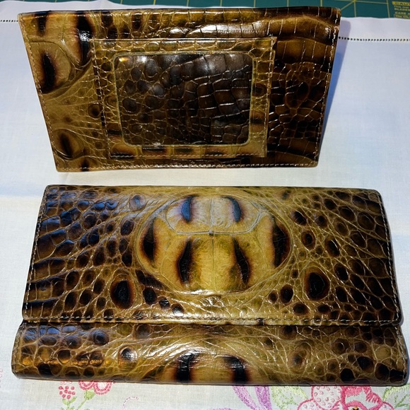 Brahmin | Bags | Brahmin Vintage Crocodile Embossed Checkbook Wallet ...